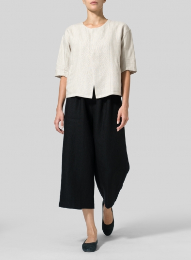 Linen Open Front Jacket Plus Size