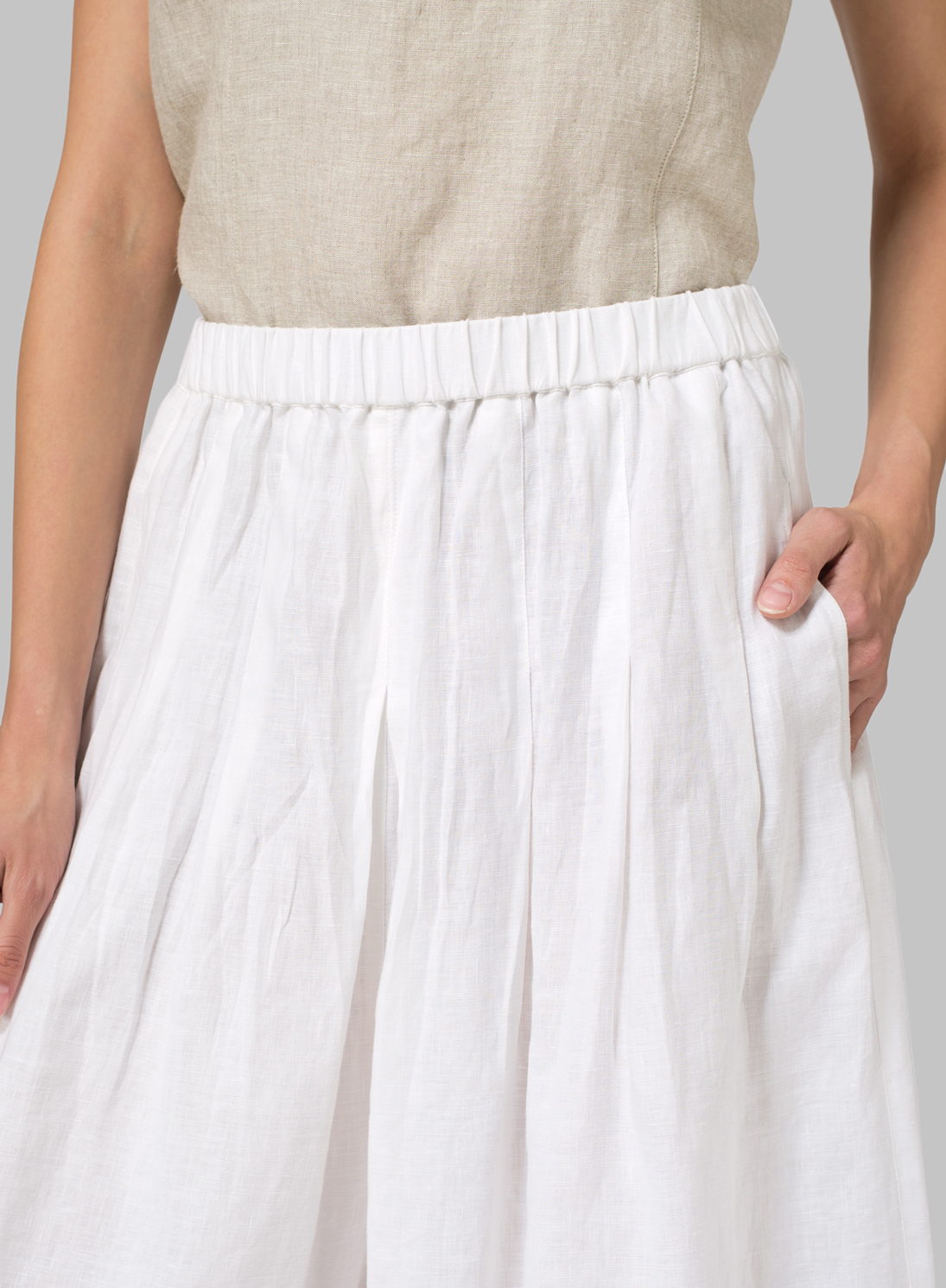 Linen Pleated Culottes Plus Size