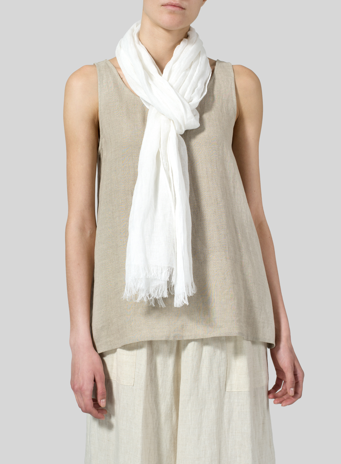 Linen Soft White Scarf