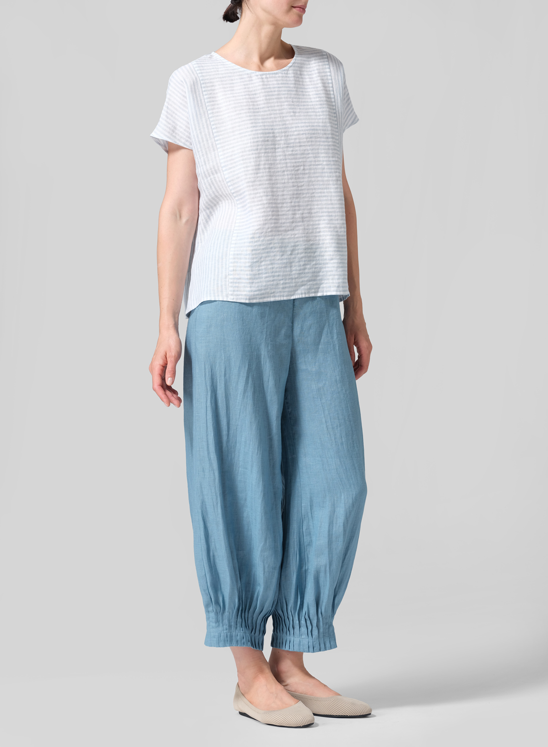 Linen Short-Sleeved Boxy Top