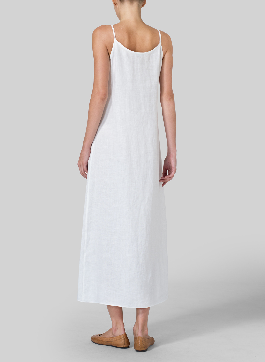 Linen Spaghetti Strap Extra Long Dress - Plus Size