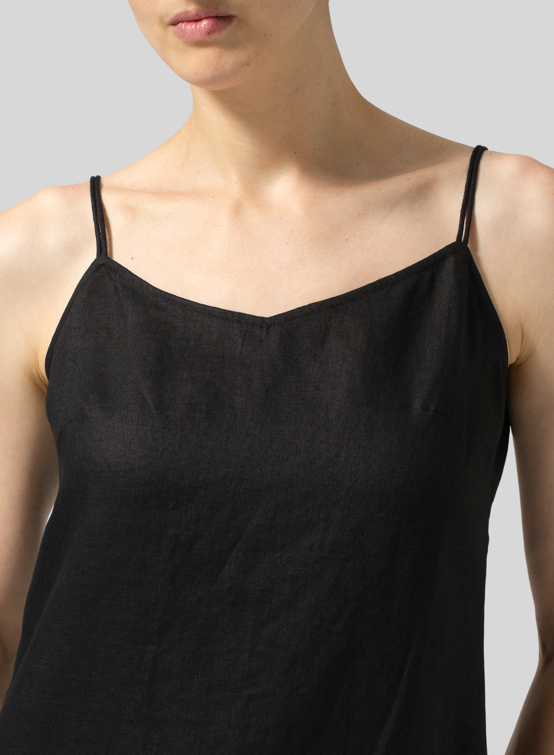 Linen Spaghetti Strap Extra Long Dress