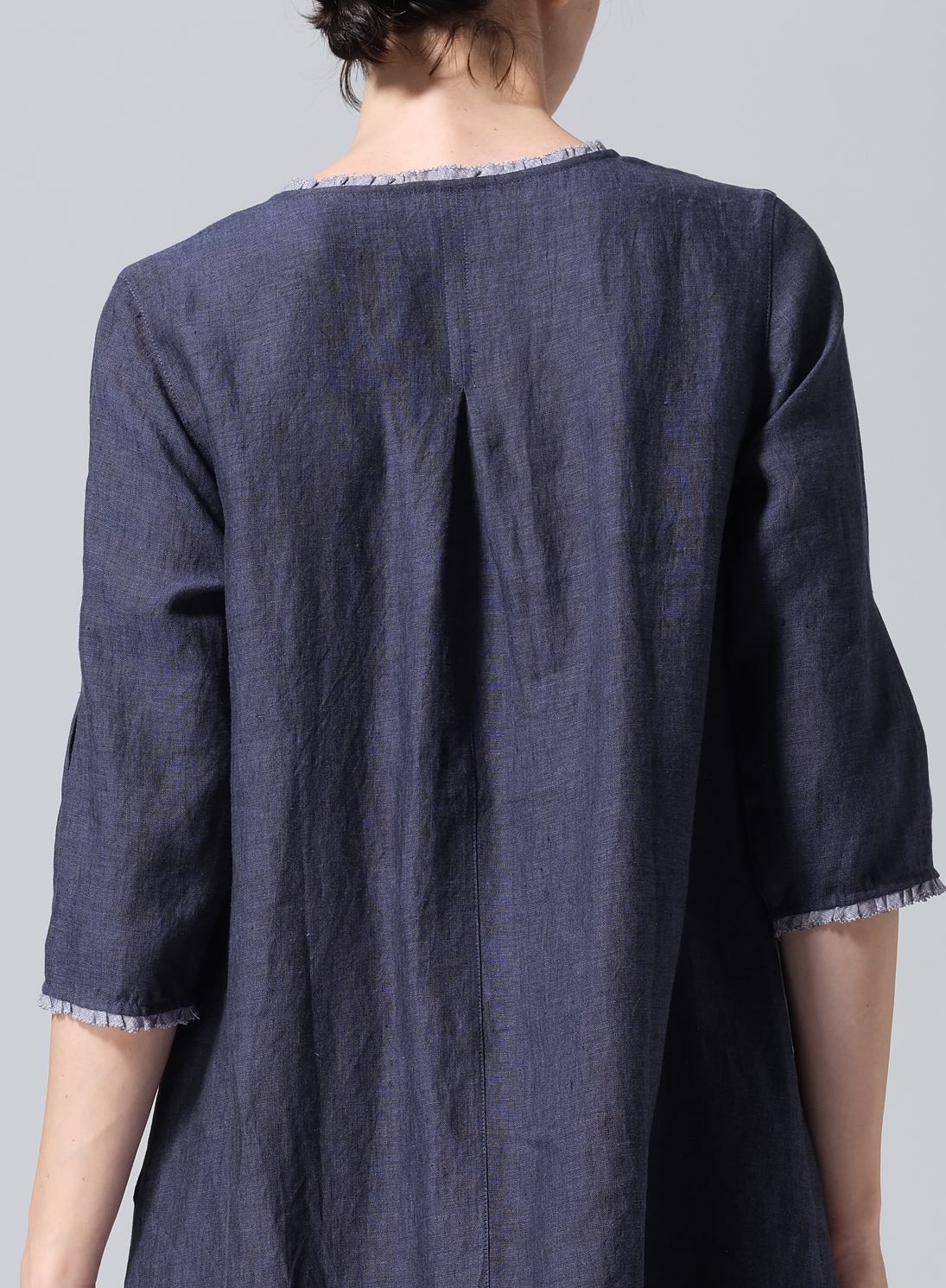 Linen Embroidered Hemline Dress