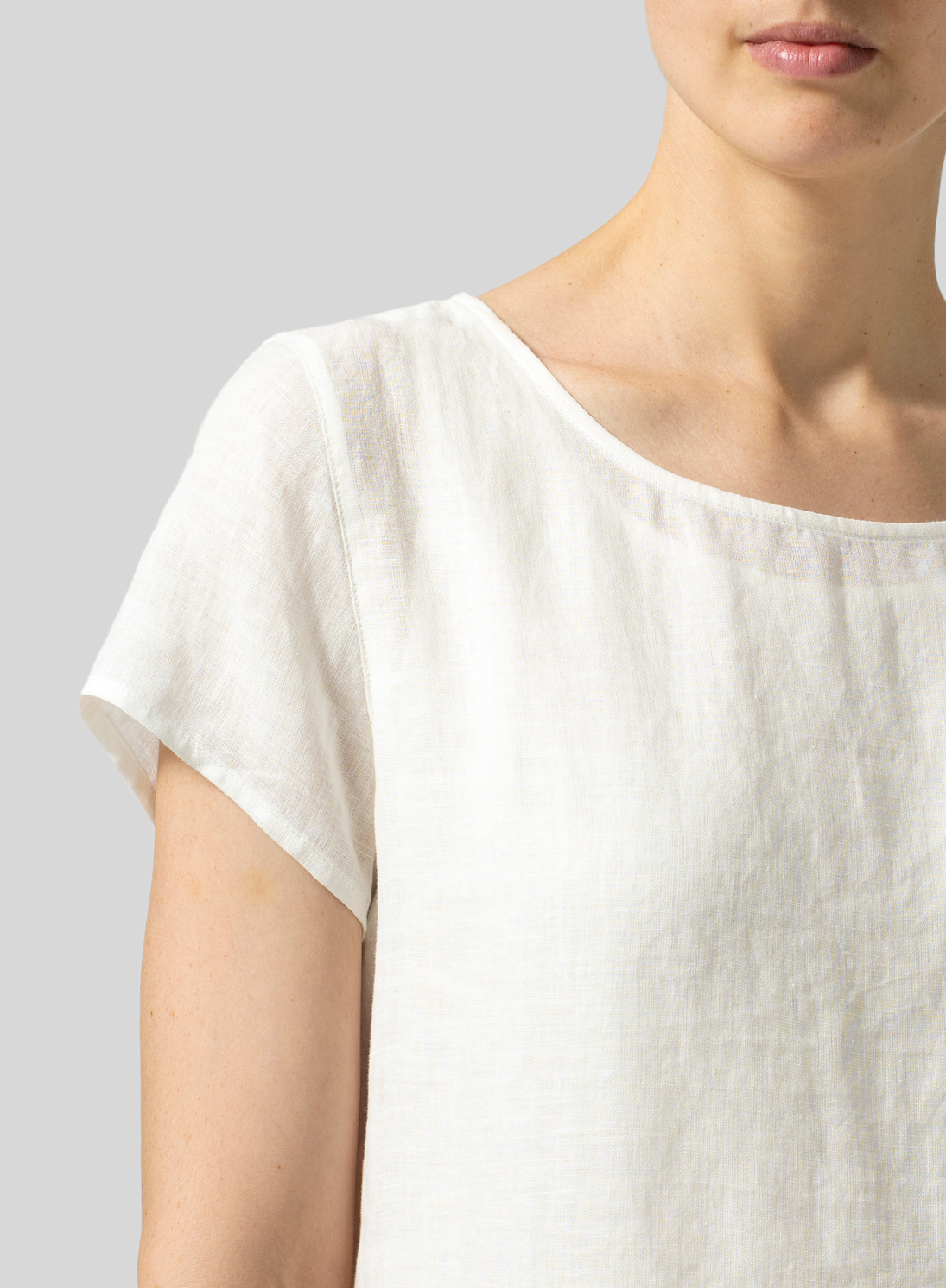 Soft White Linen Double Layers Flowy Long Dress