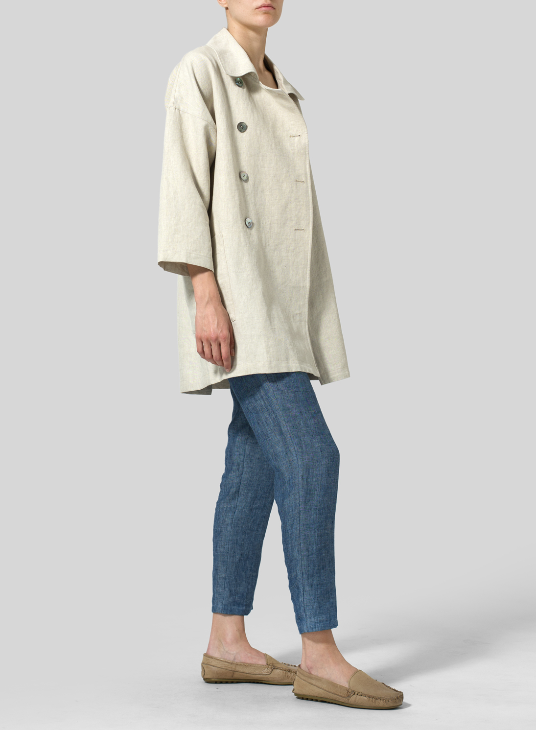 Oat Linen Double Breasted Jacket