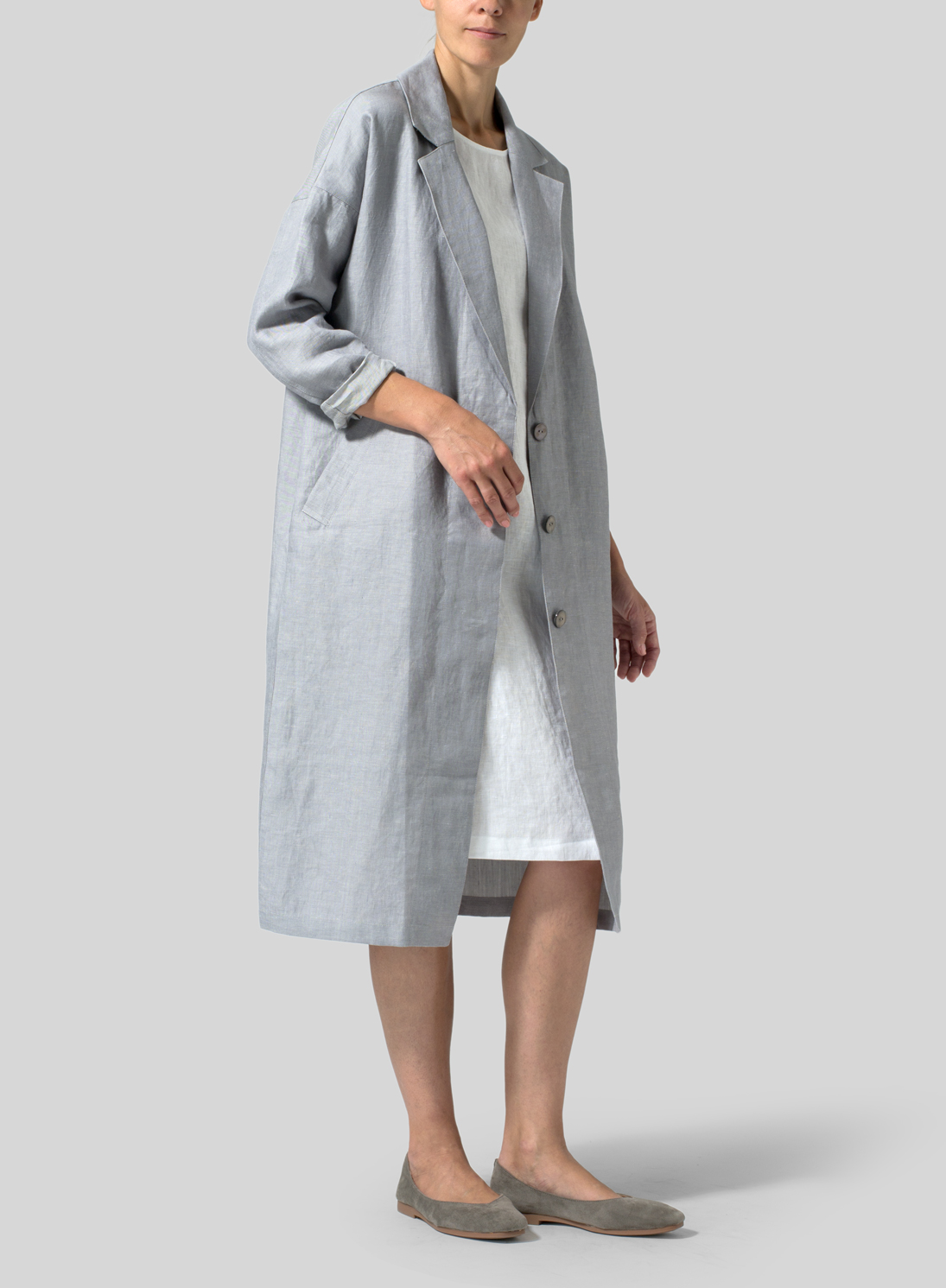 Linen Classic Long Sleeve Long Jacket