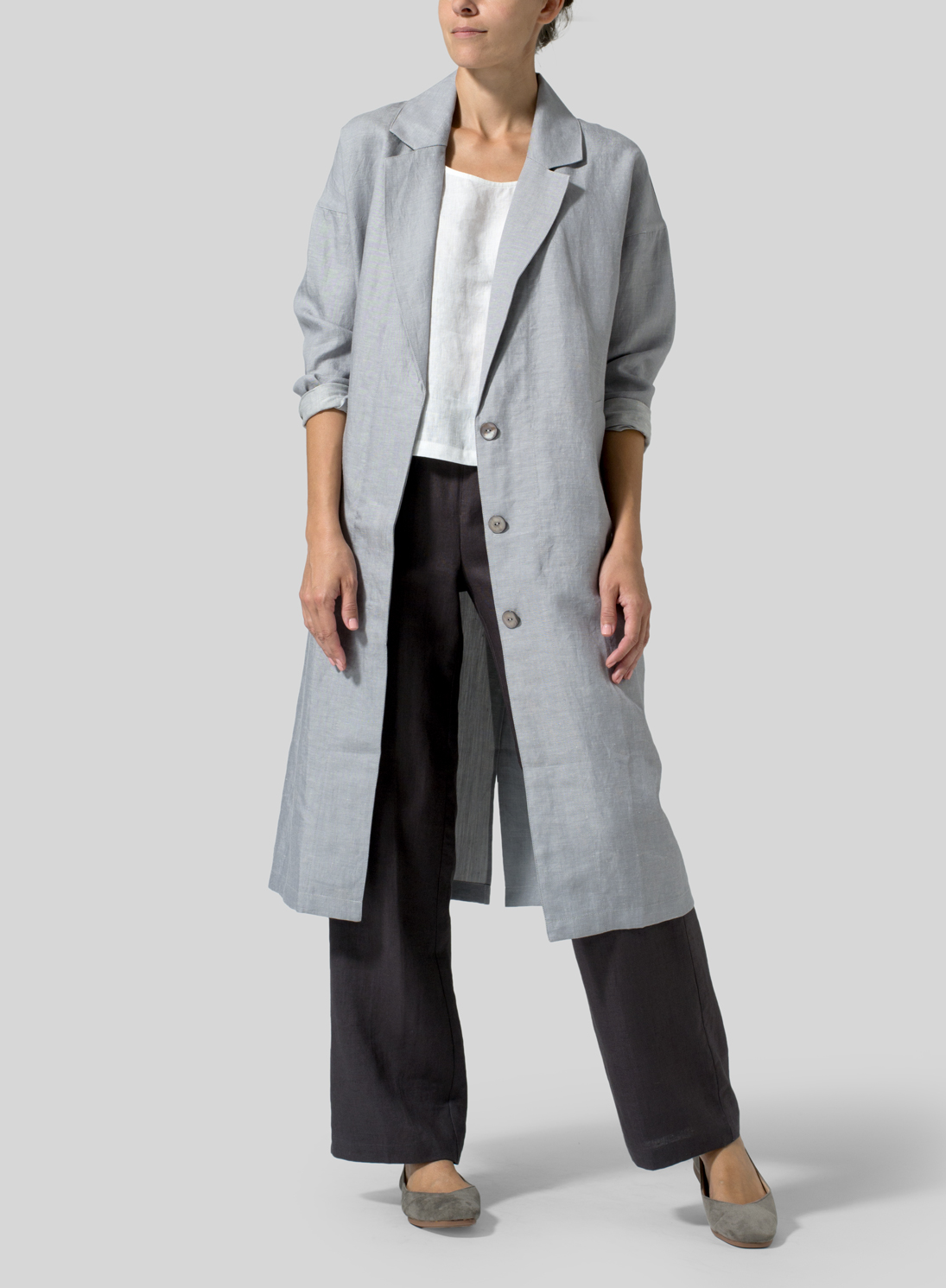Linen Classic Long Sleeve Long Jacket