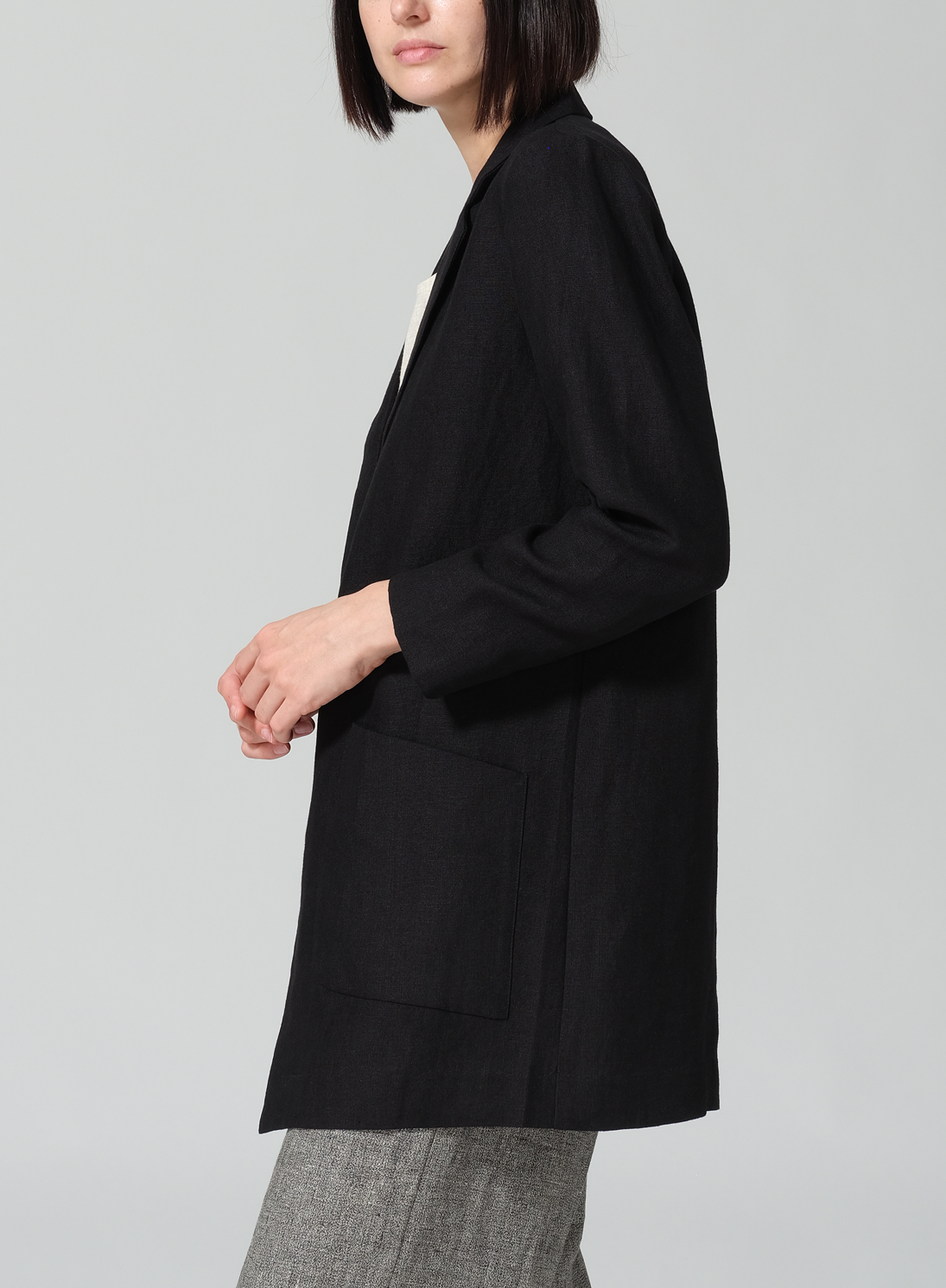 Linen Notch Lapel Jacket - Plus Size