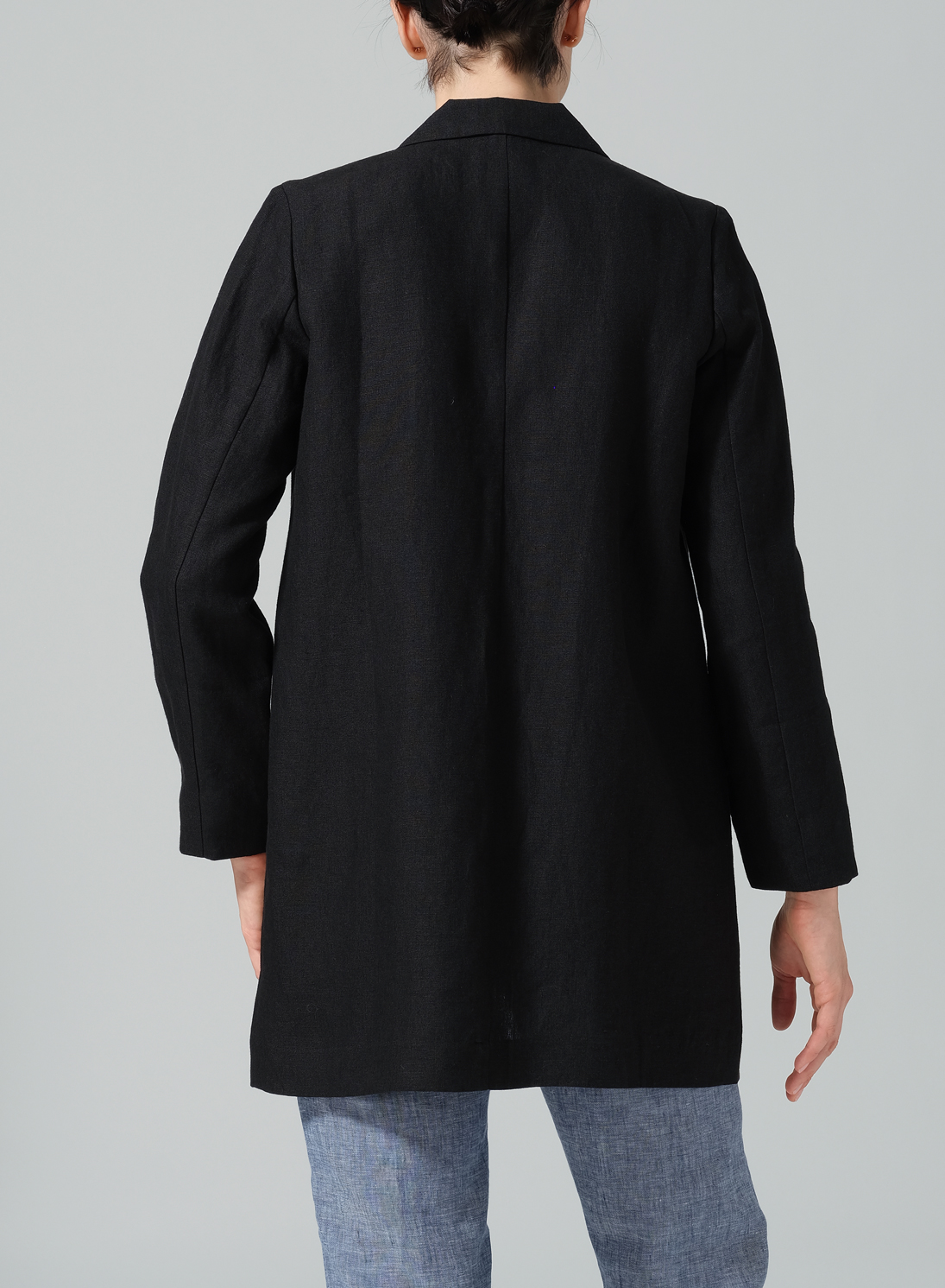 Linen Notch Lapel Jacket - Plus Size