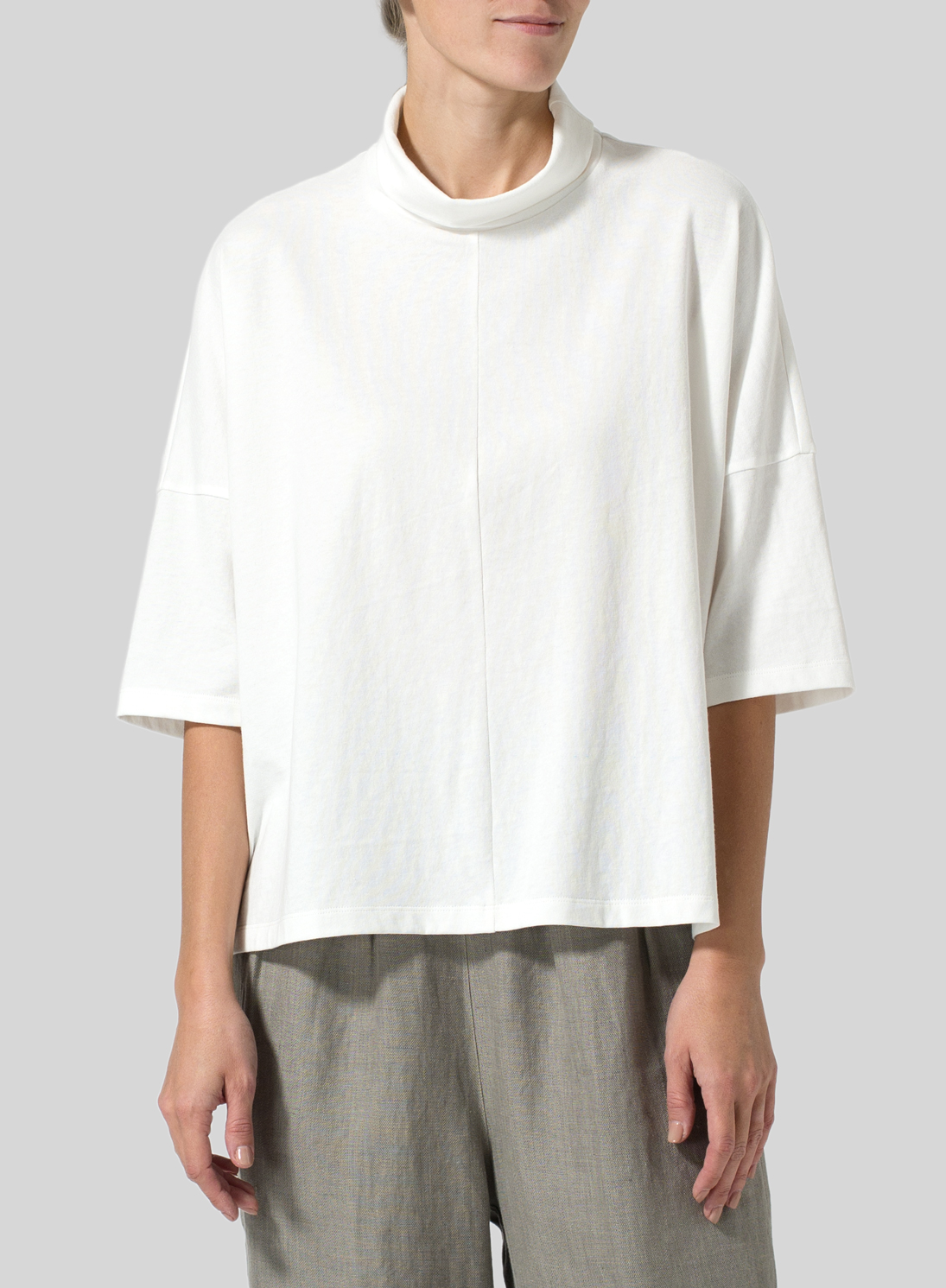 White Cotton Cowl Neck Box Top