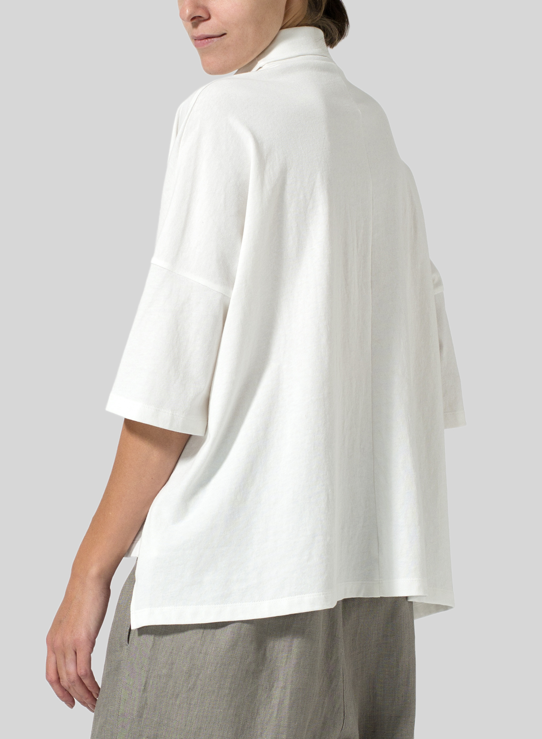 White Cotton Cowl Neck Box Top