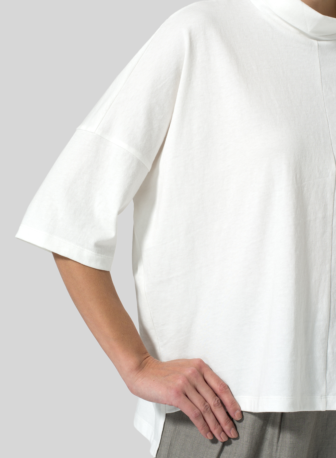 White Cotton Cowl Neck Box Top