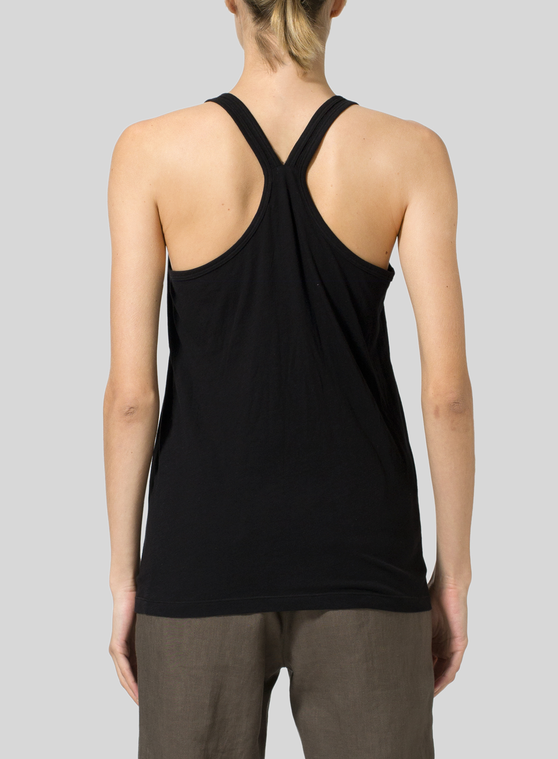 Green Gray Linen Double Pocketed Tank