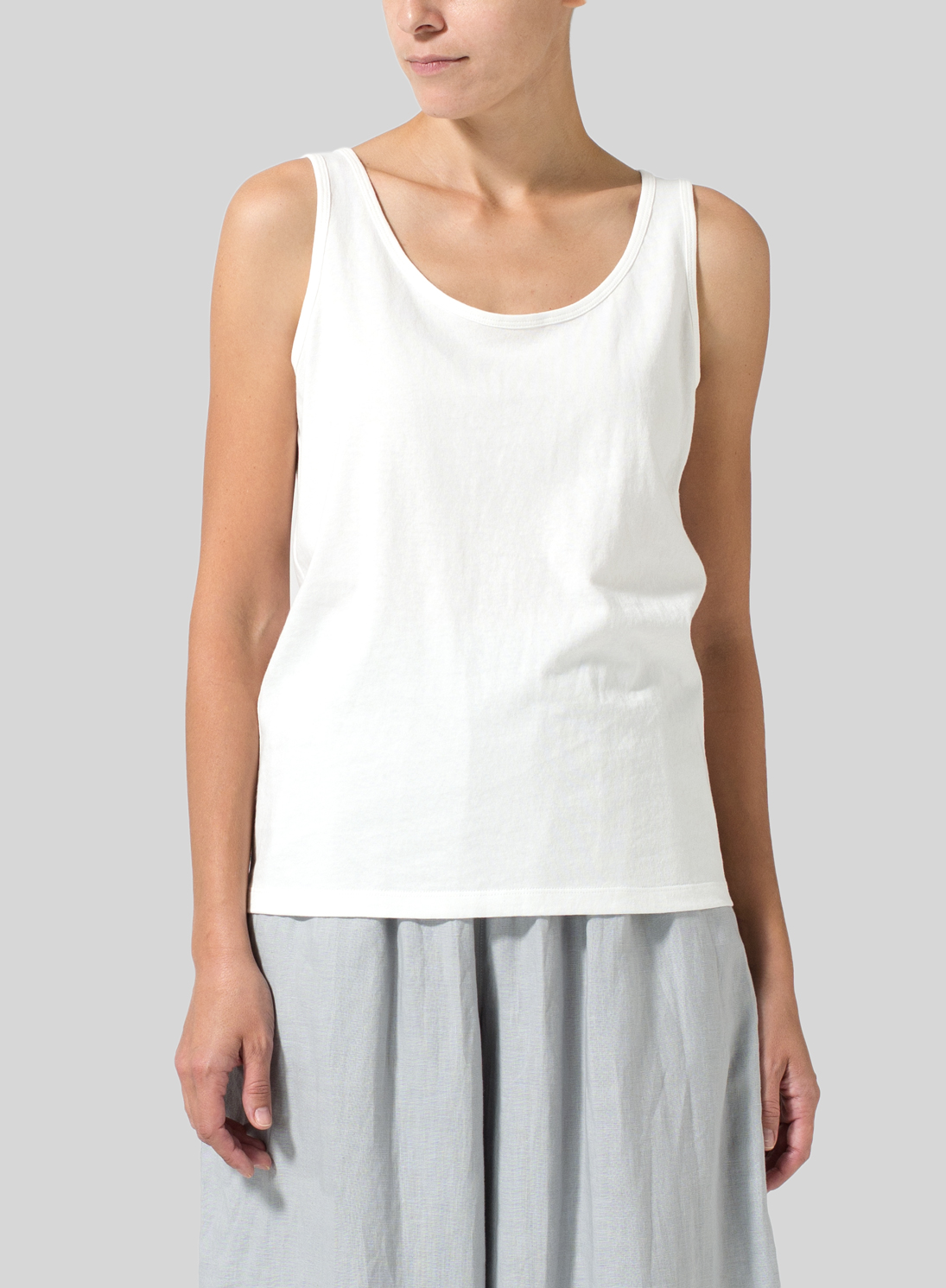 Pale Goldenrod Woven Linen Deep V-neck Top - Plus Size