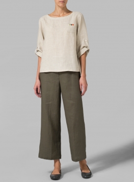 Linen Wide S/Sleeve Blouse
