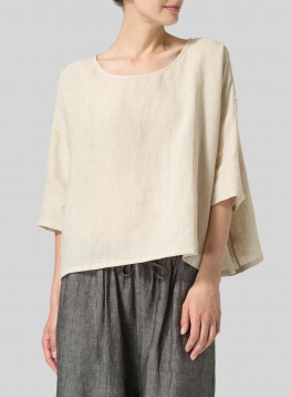 Linen Dropped Shoulder Long Top