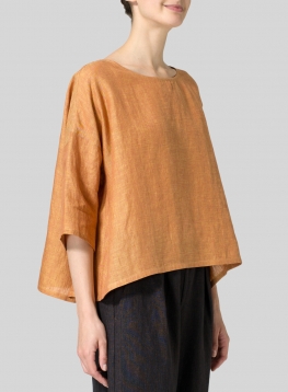 Linen Dropped Shoulder Long Top