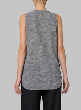 Linen Sleeveless Long Shell Tank