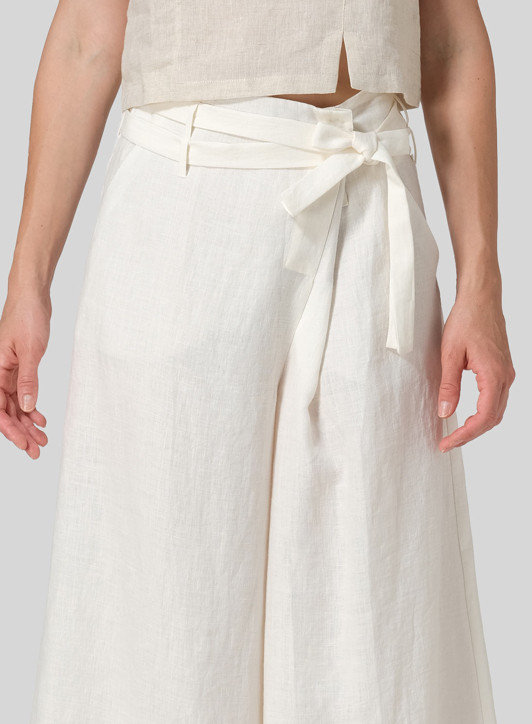 Linen Wide-Leg Extra Long Pants - Plus Size