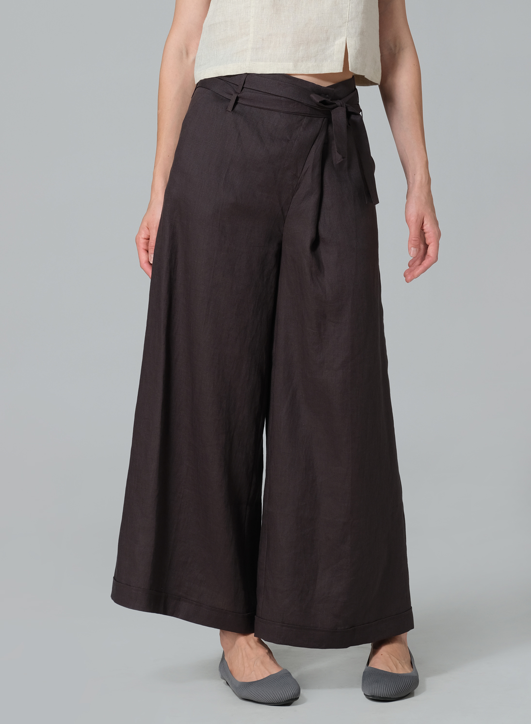 Linen Wide-Leg Extra Long Pants