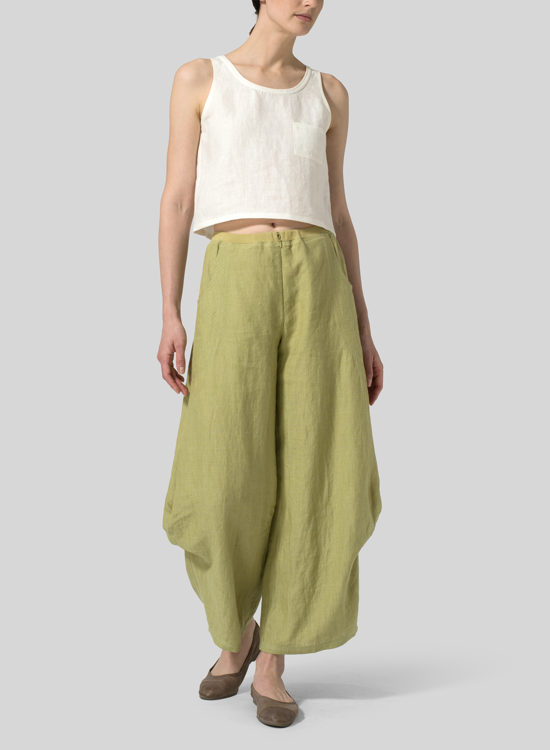 White Linen Long Sleeve Top Set