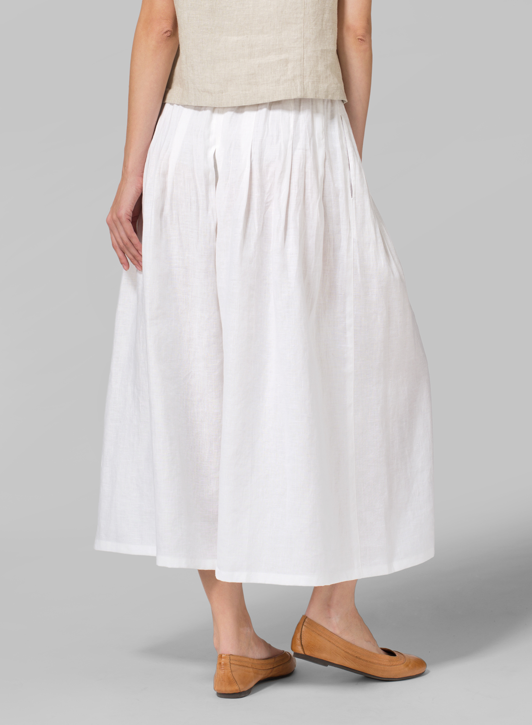 Linen Pleated Culottes - Plus Size