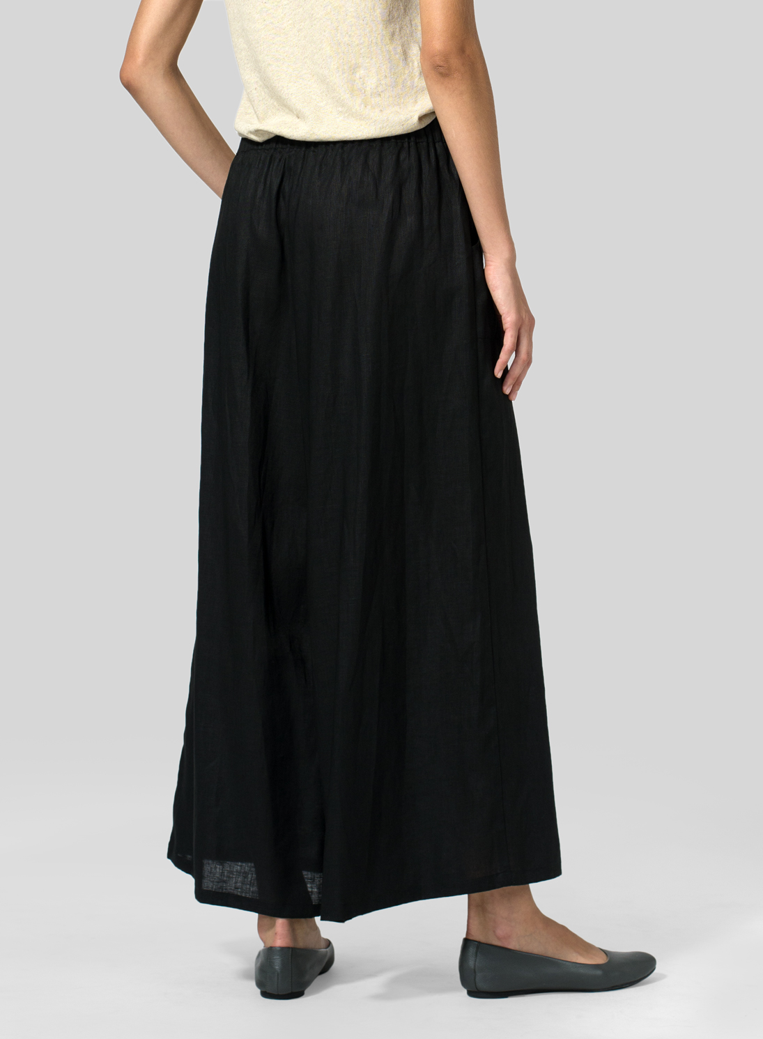 Linen Full Elastic Wide Leg Culottes Plus Size