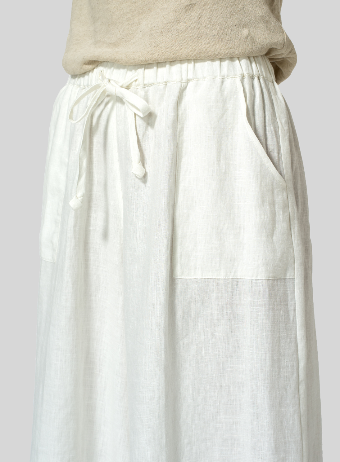 Linen Full Elastic Wide Leg Culottes Plus Size
