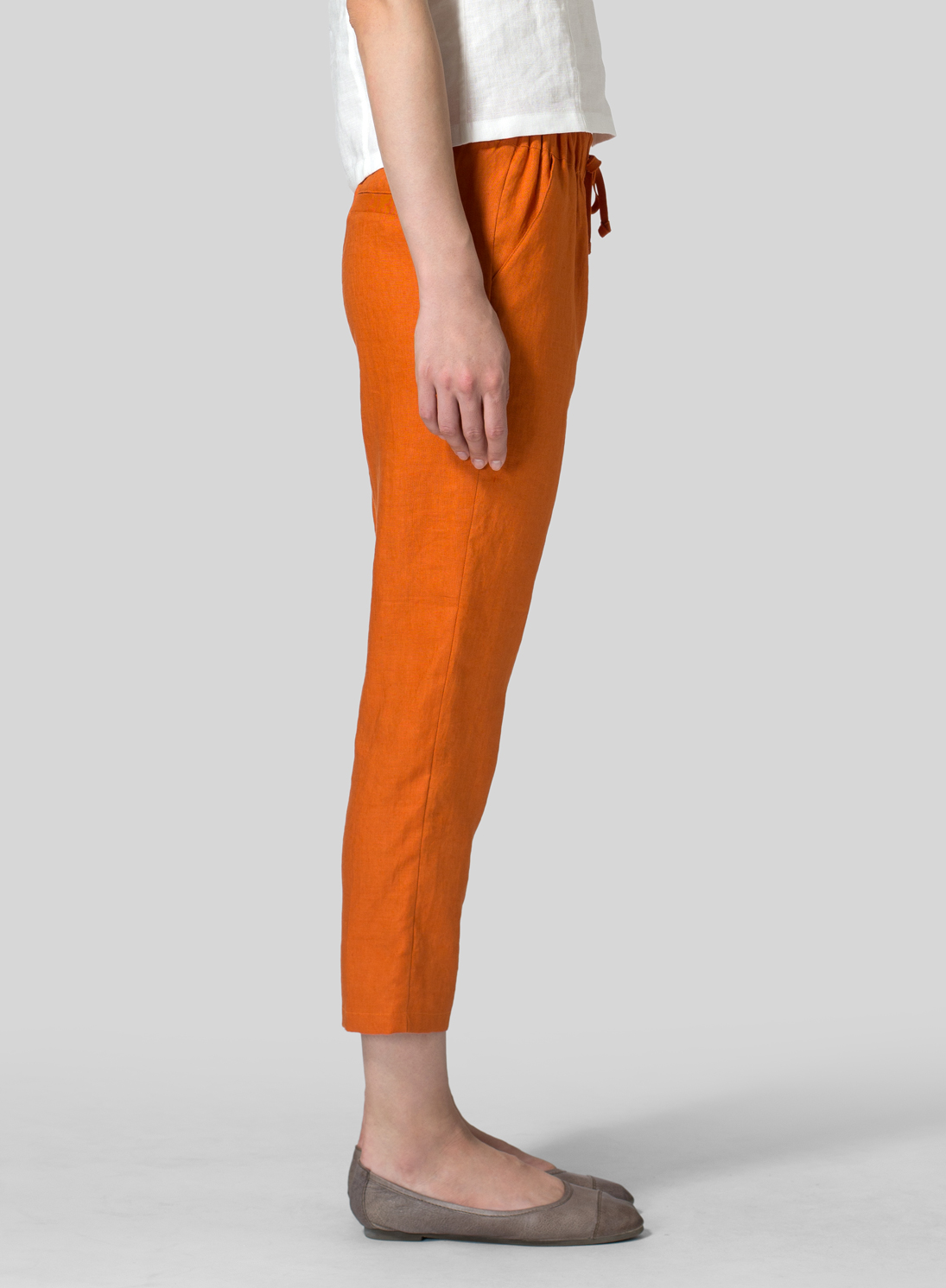 Soft White Linen Blouse With V-neck Mandarin Collar Set