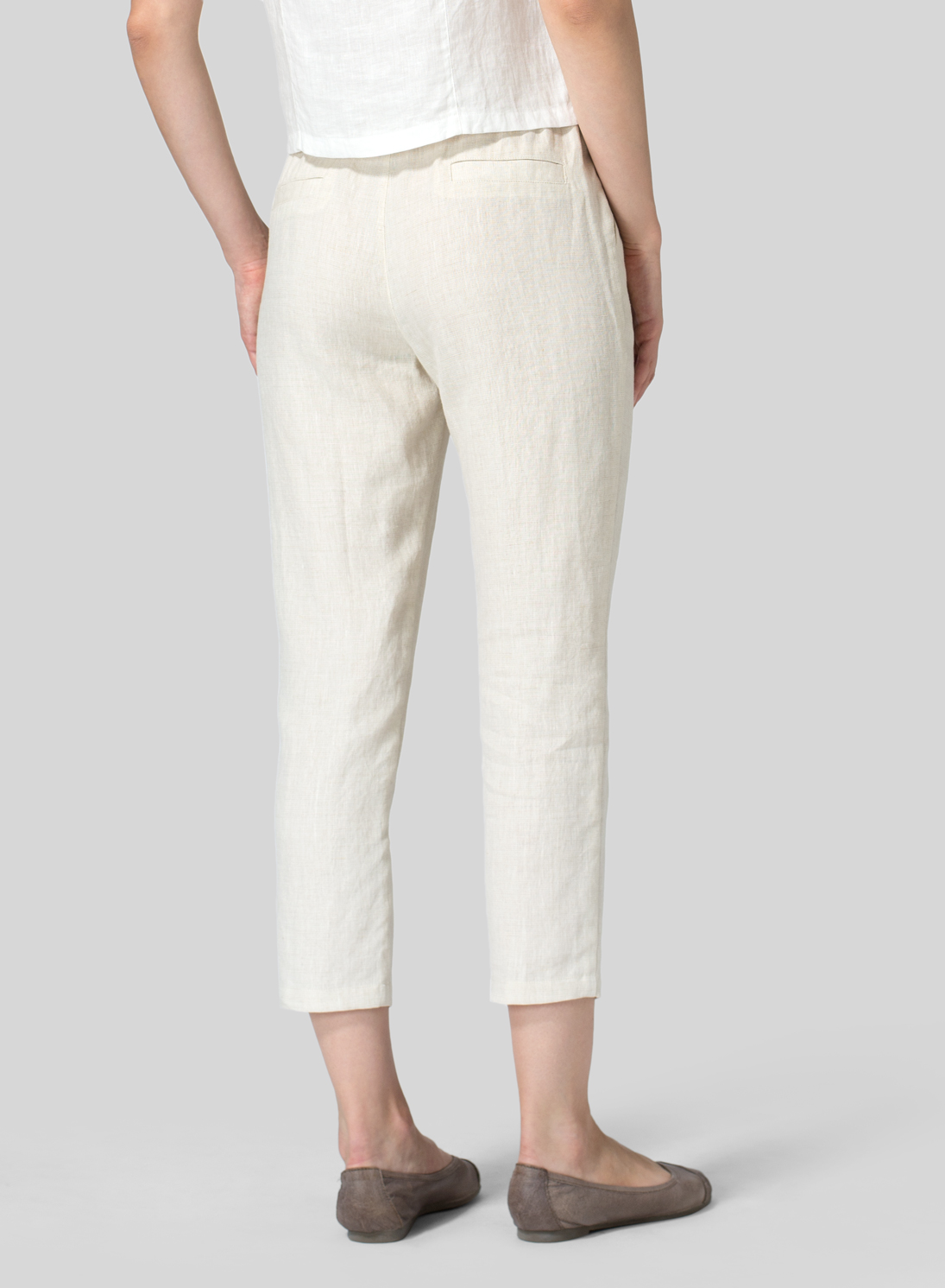 Linen Low Rise Narrow-Leg Cropped Pants - Plus Size