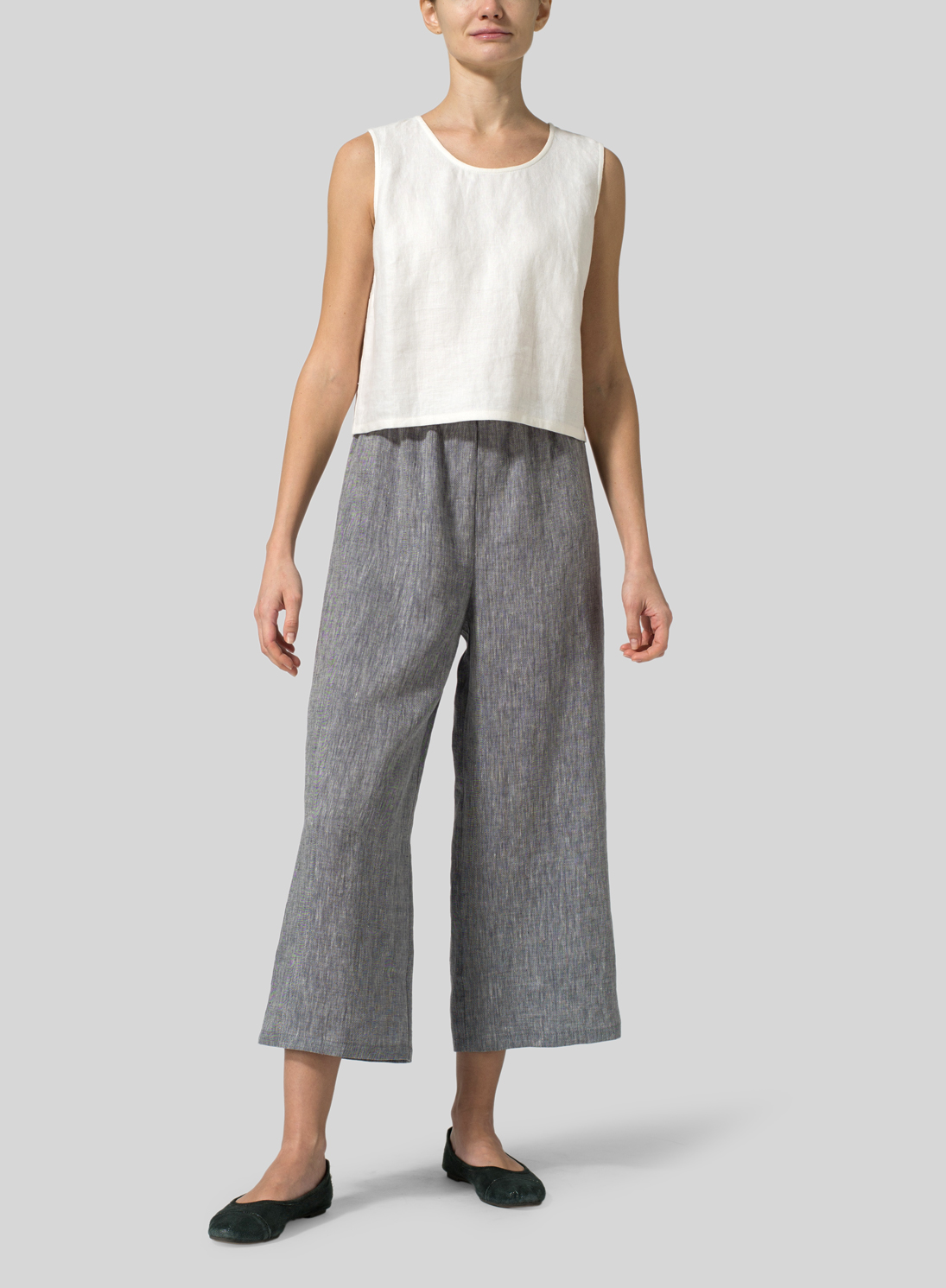 Soft White Linen Classic Sleeveless Top