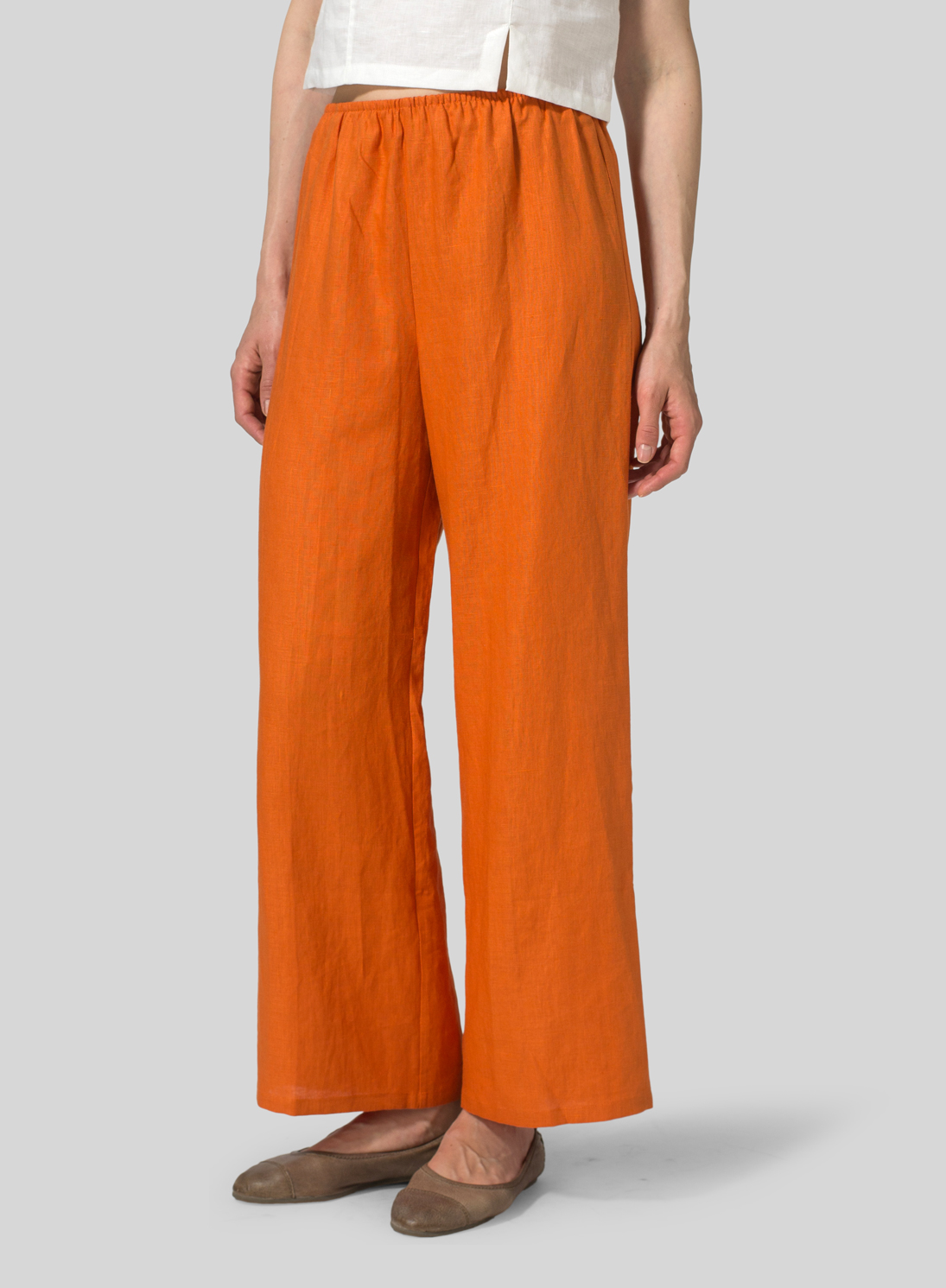 Linen Straight Long Pants - Plus Size