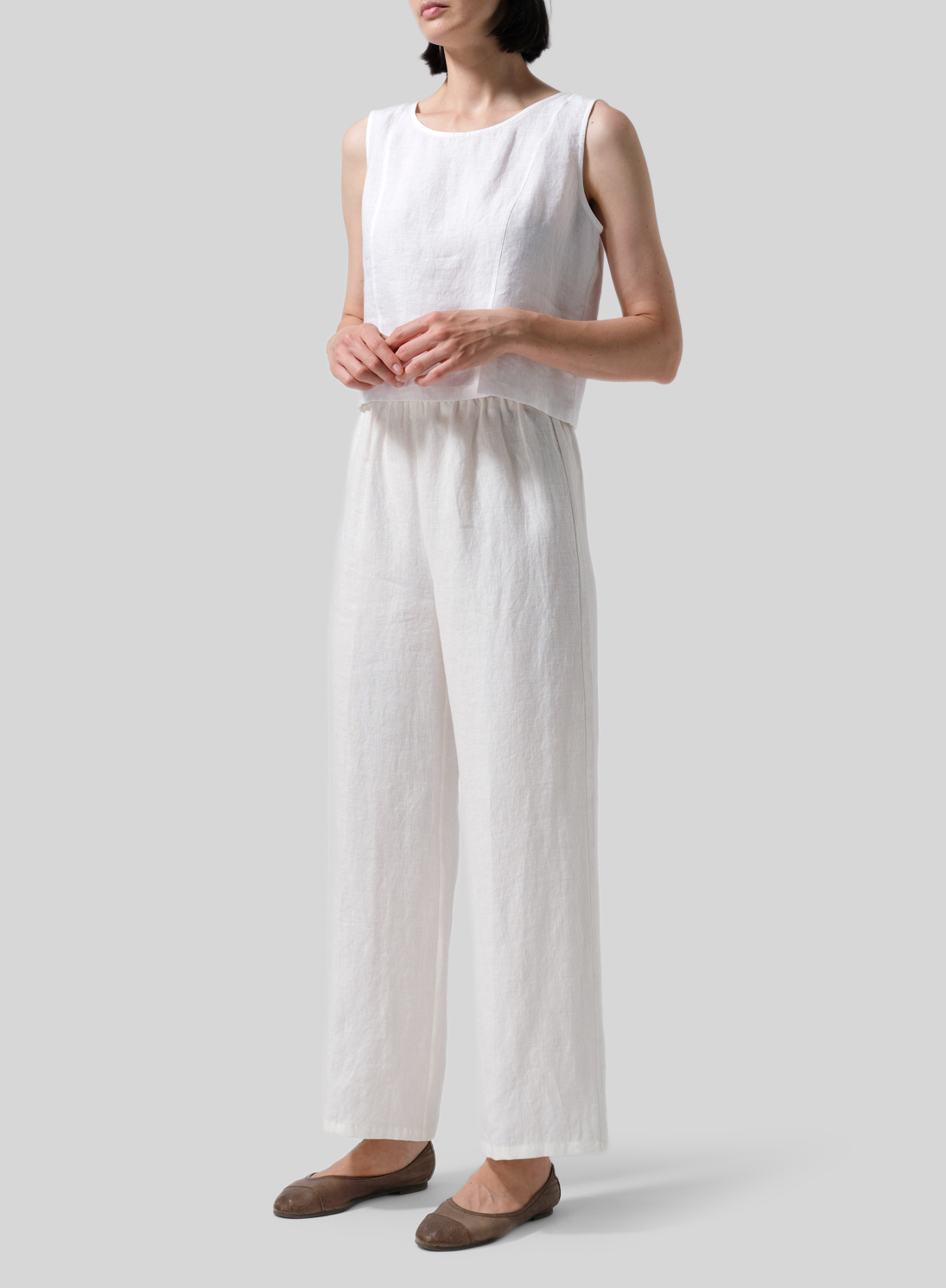 Soft White Linen Handmade Knot Long Tunic