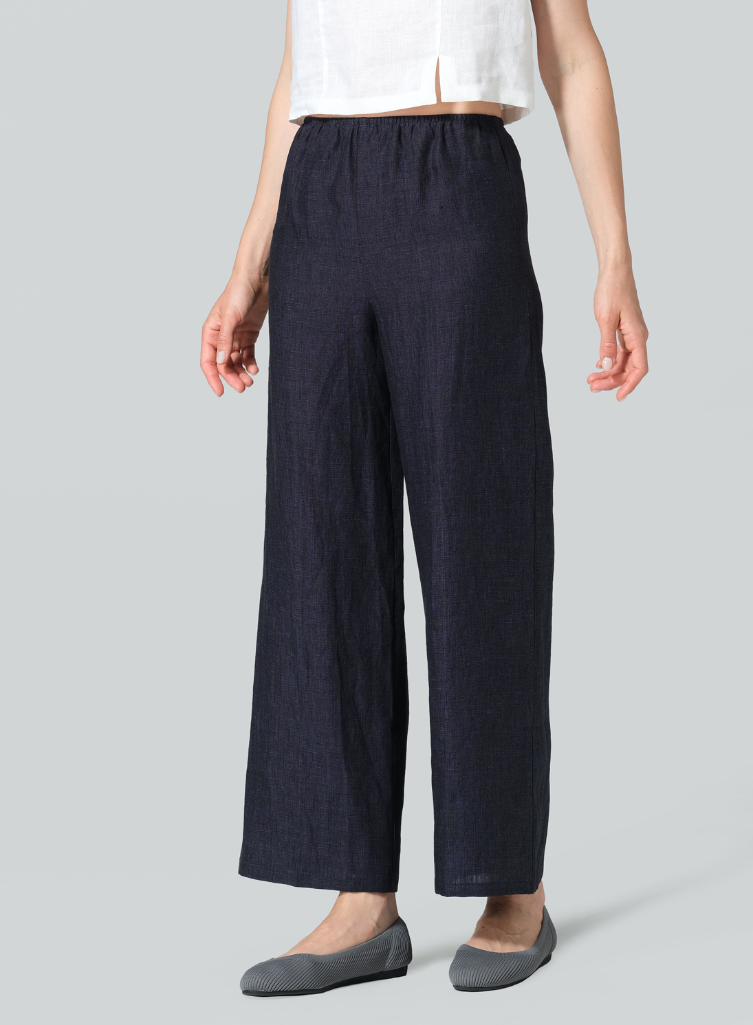 Linen Straight Long Pants - Plus Size