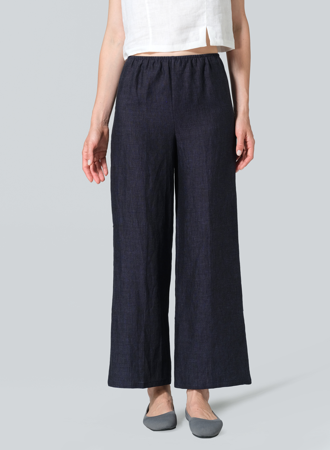 Linen Straight Long Pants - Plus Size