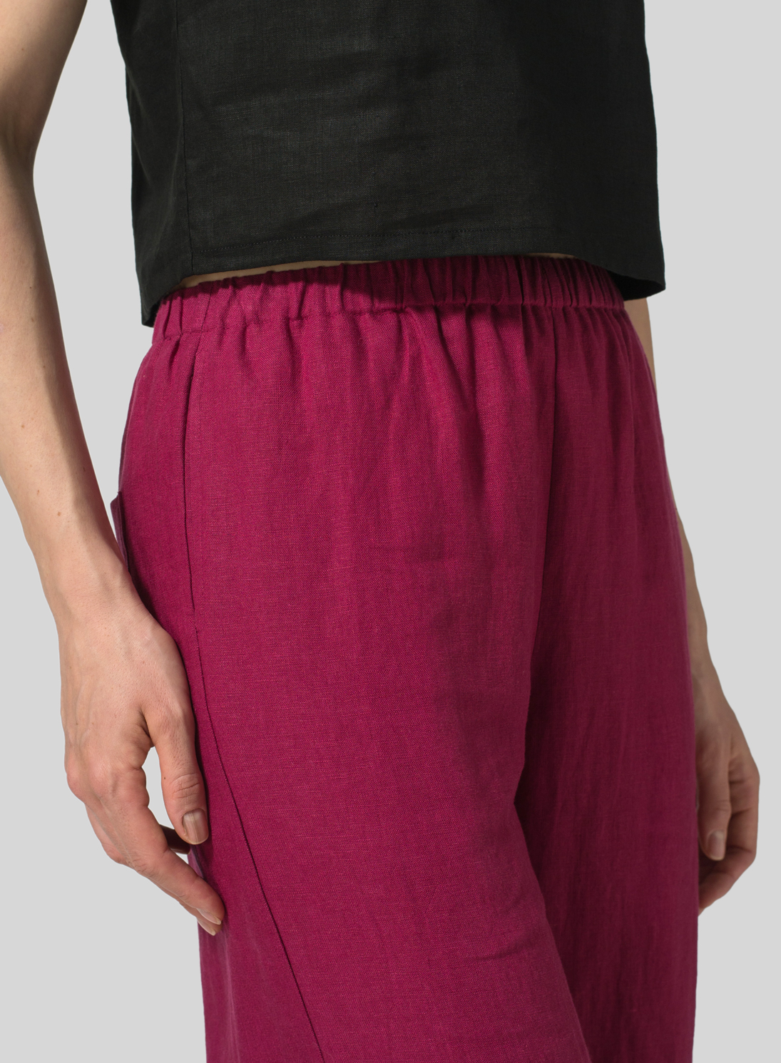Claret Violet Linen Scoop Neck Tunic Set