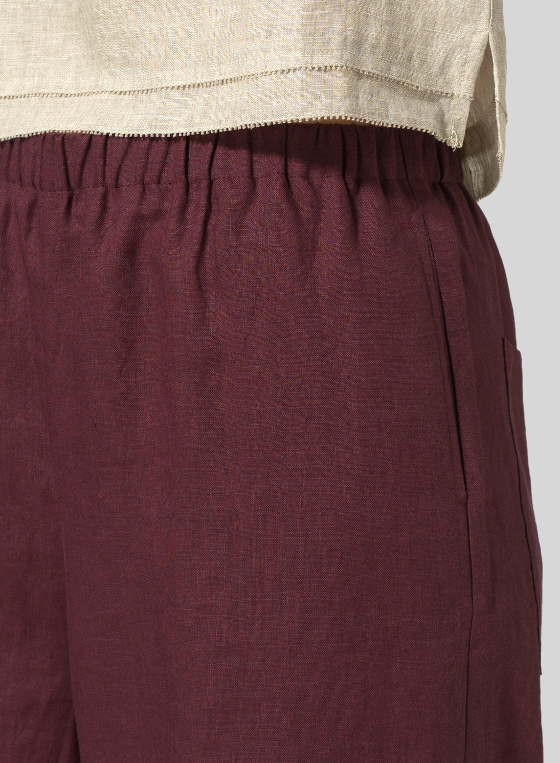 Plum Linen Gauze Waterfall-Front Jacket Set