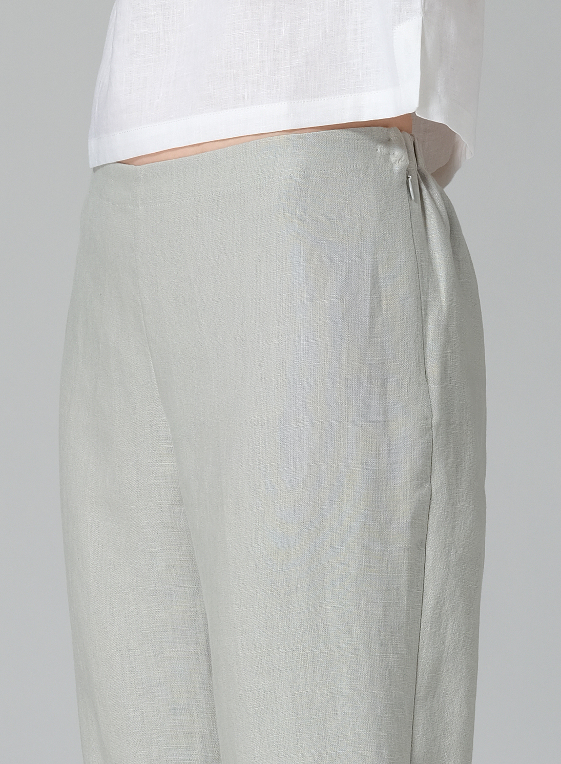 Linen Slim Calf Length Pants - Plus Size