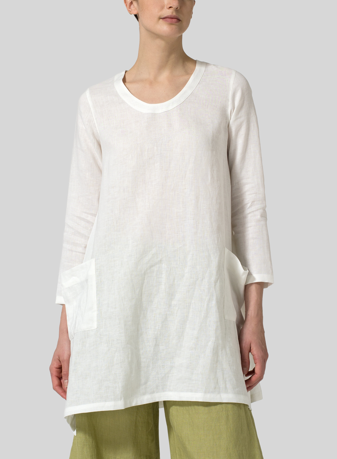 White Linen Long Sleeve Top Set