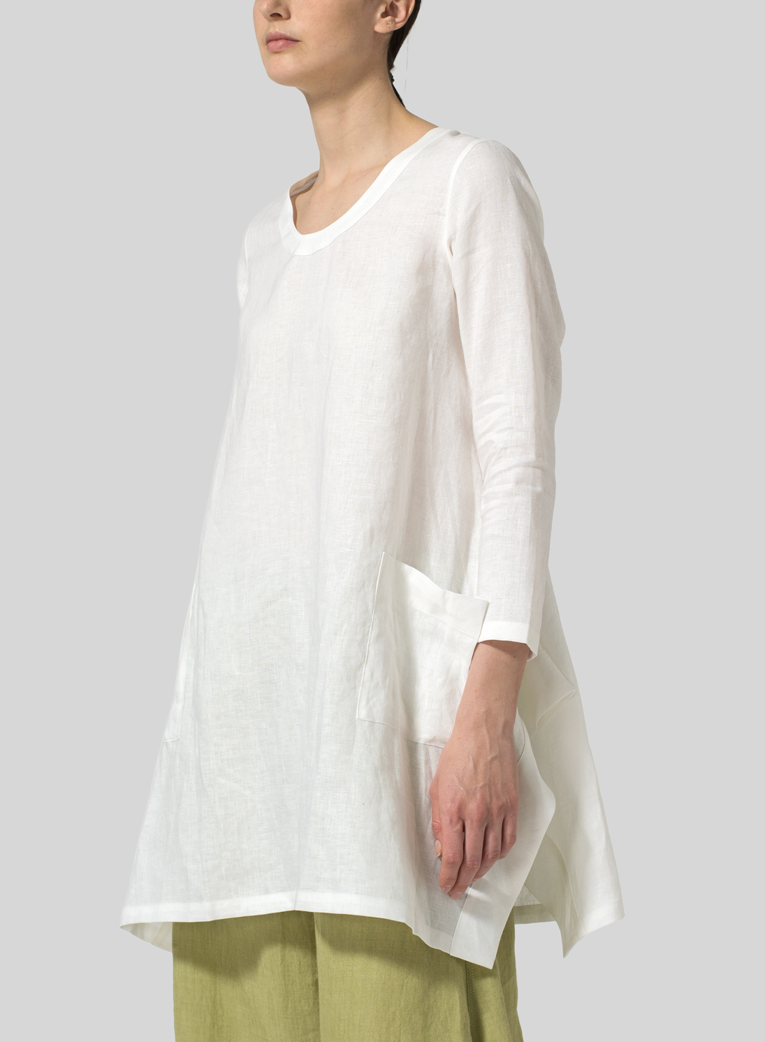 White Linen Long Sleeve Top Set