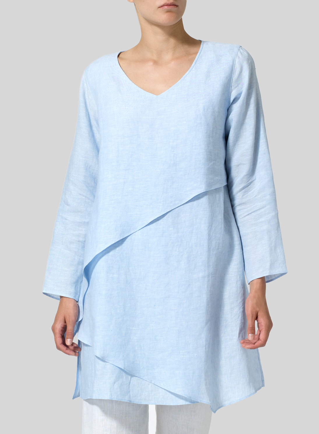 Linen Layering V-neck Tunic Set