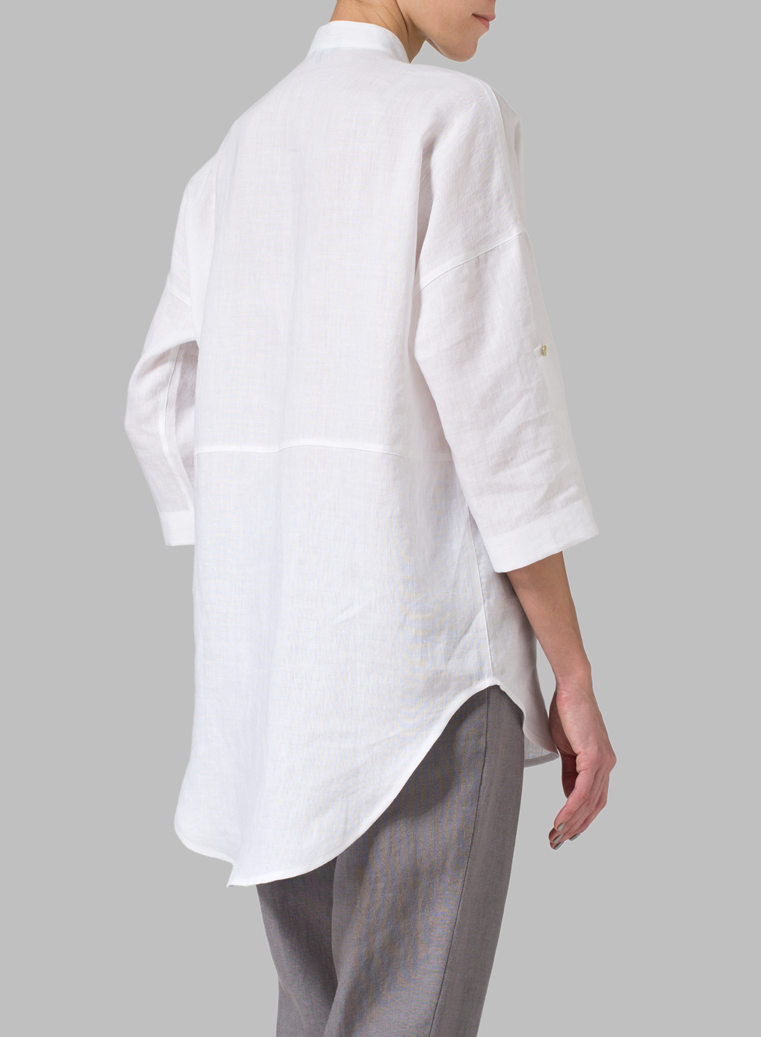 Linen Mandarin Collar Blouse