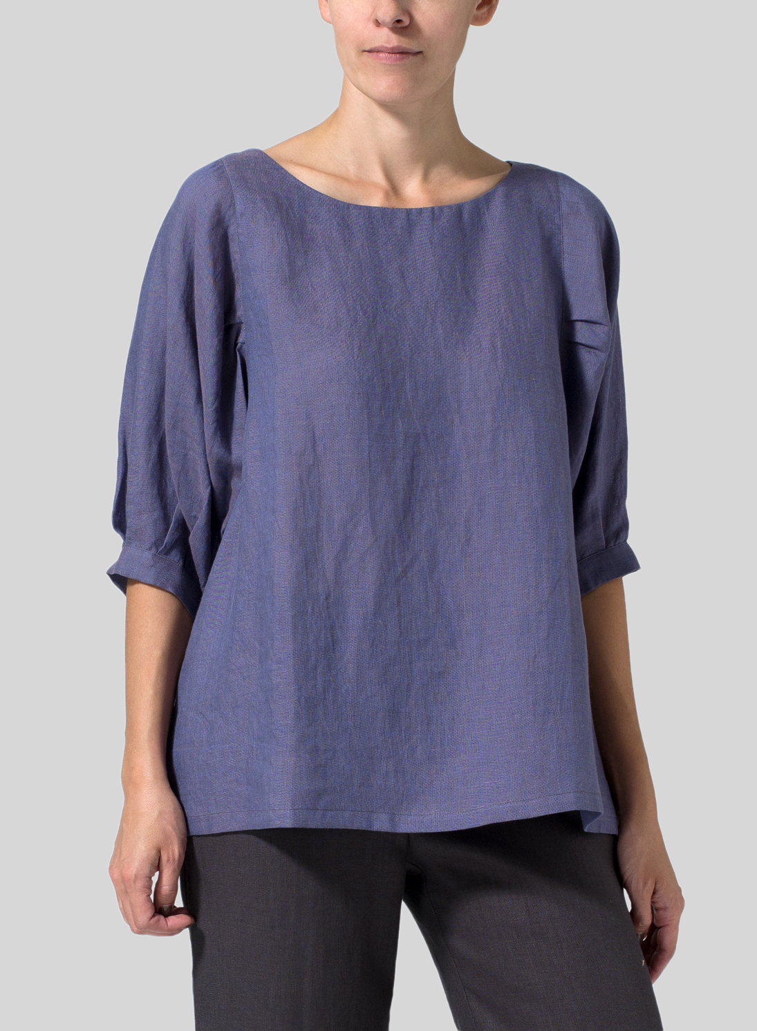 Linen Pleated Sleeve Top