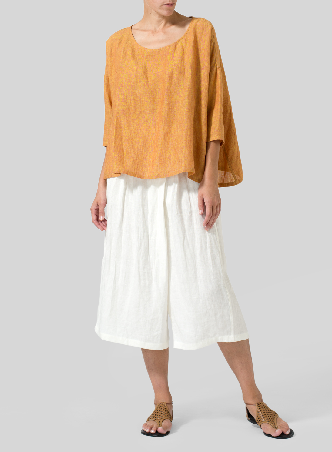 Linen Dropped Shoulder Long Top