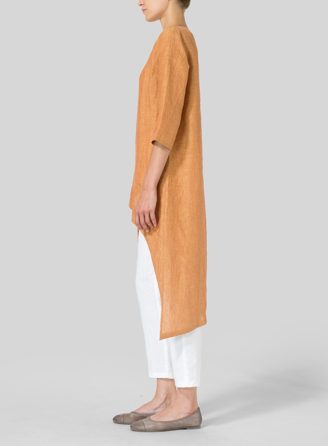 Golden Brown Linen Asymmetrical Tunic
