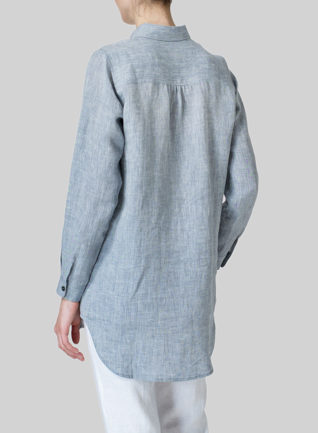 Linen Classic Collar Half Button Down Tunic