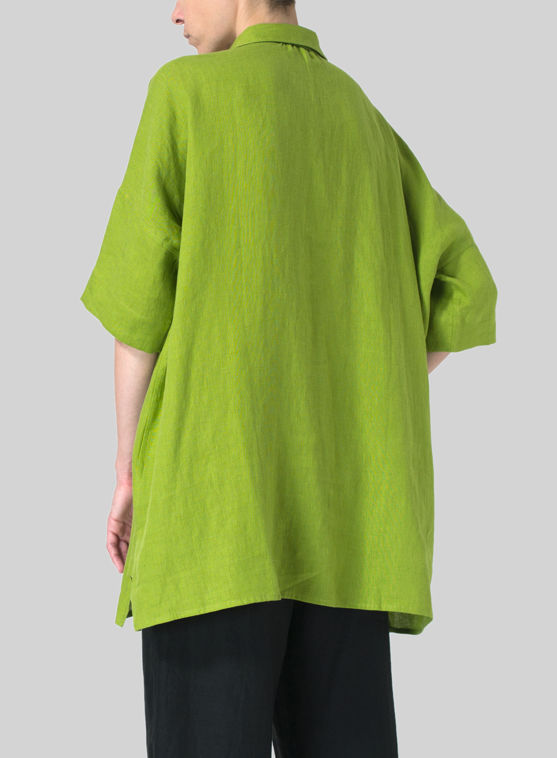 Green Leaf Linen Oversized Tunic - Plus Size