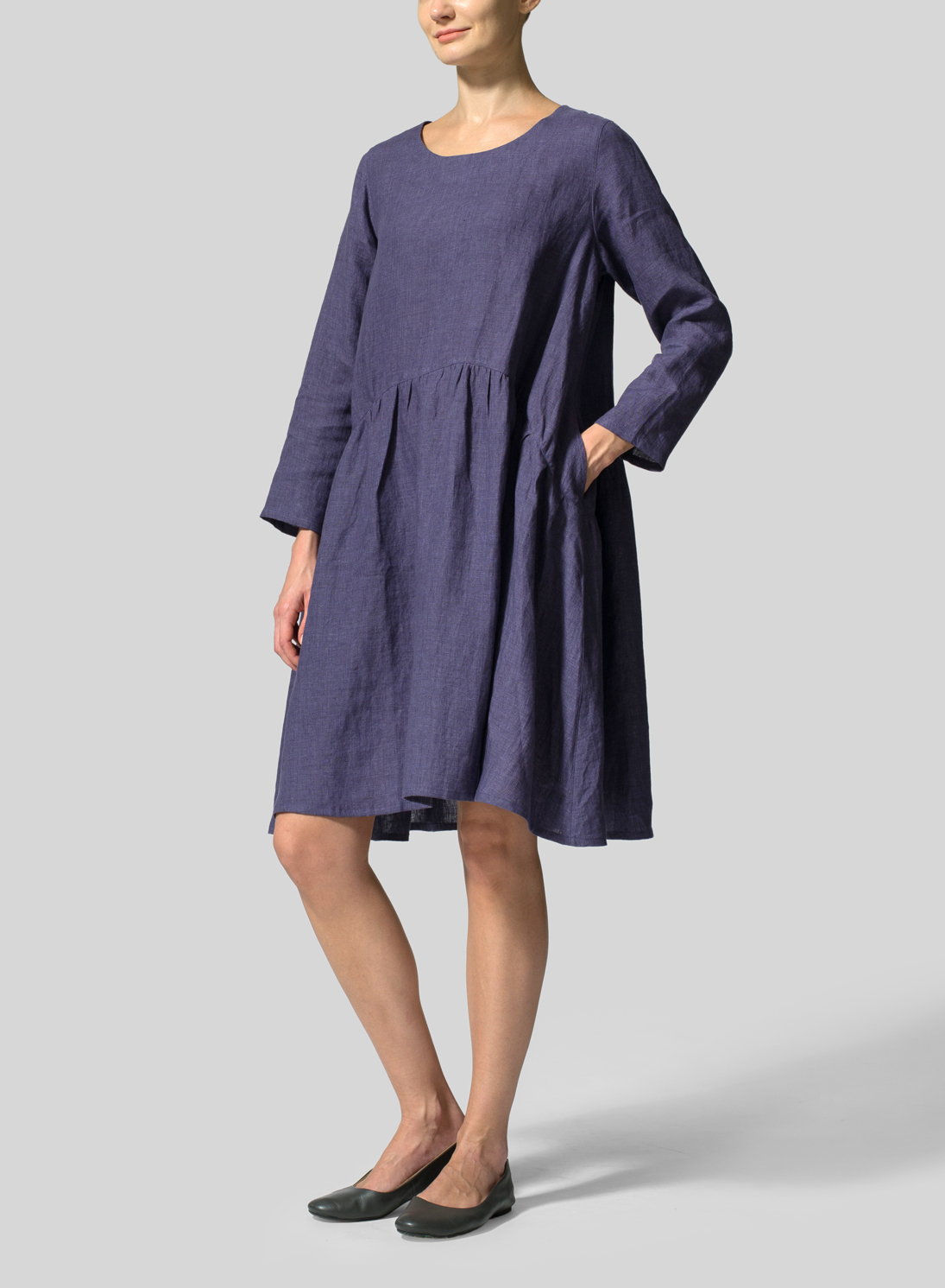 Linen A-line Long Top - Plus Size