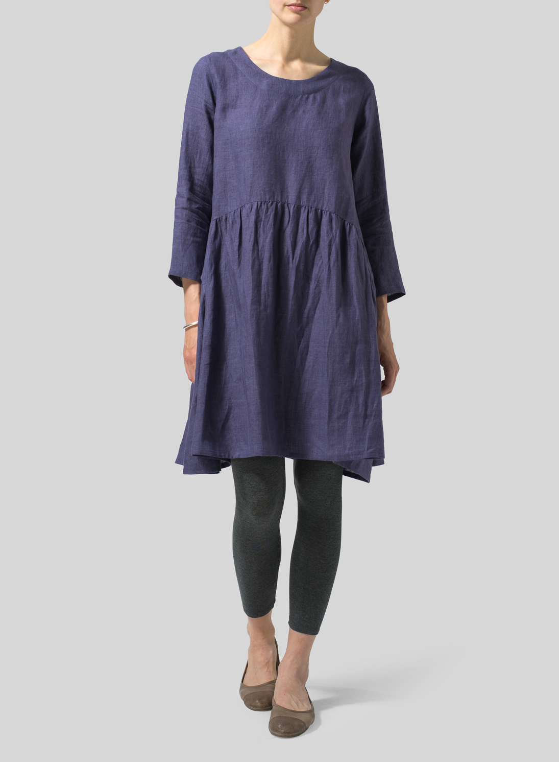 Linen A-line Long Top - Plus Size