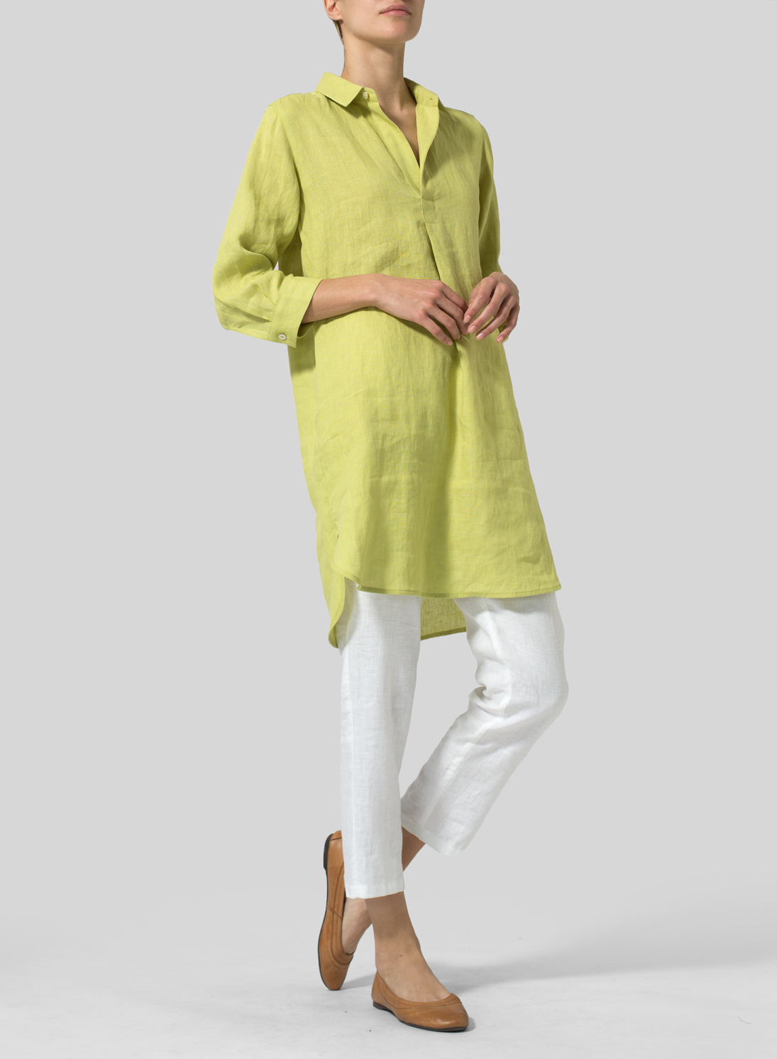 Linen Classic Shirt Tunic - Plus Size